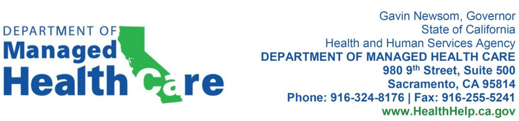 California Department of Managed Health Care (DMHC) takes action to ...